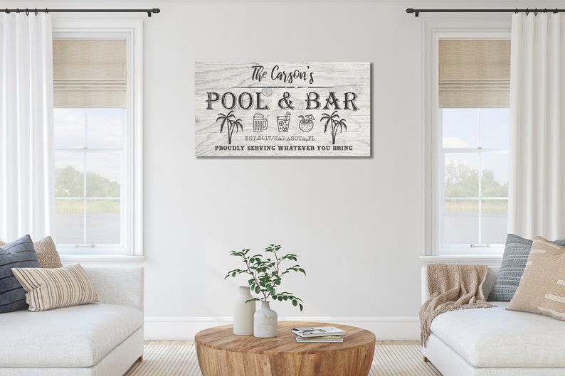 Customized POOL & BAR Sign | Personalized Pool Bar Sign | Last Name Bar ...