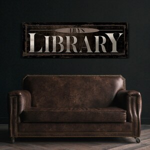 Personalized Library Sign, Vintage Library Decoration, Reading Corner ...