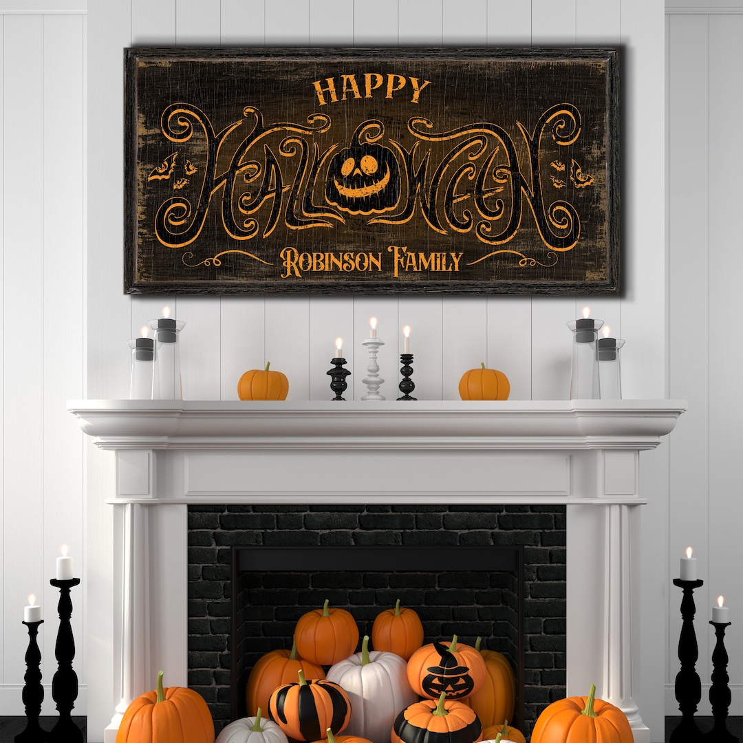 Happy Halloween Sign | Scary Wall Hangings | Huge Canvas Wall Art ...