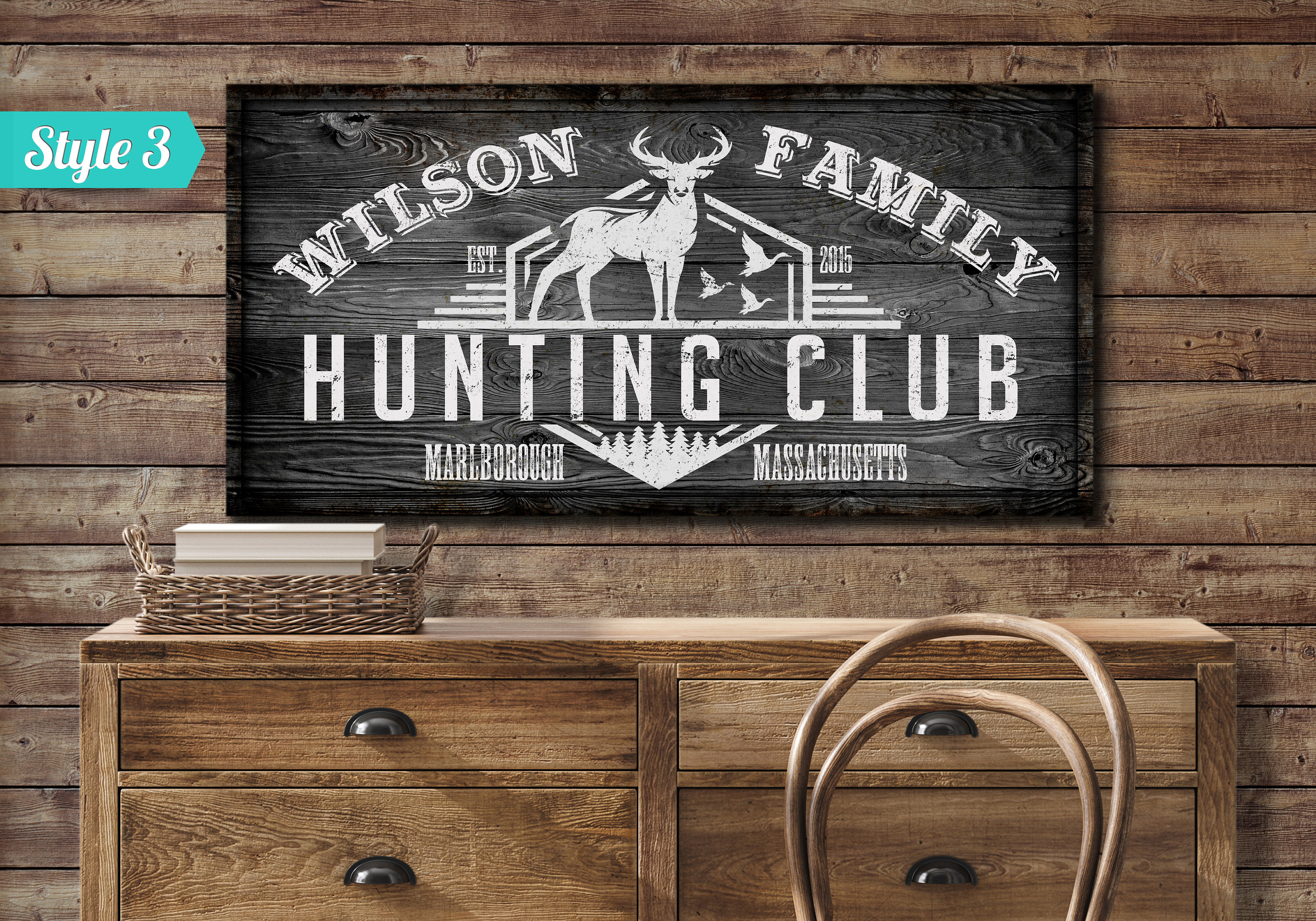 Custom Hunting Club Sign | Personalized Huge Canvas Wall Art | Hunt ...