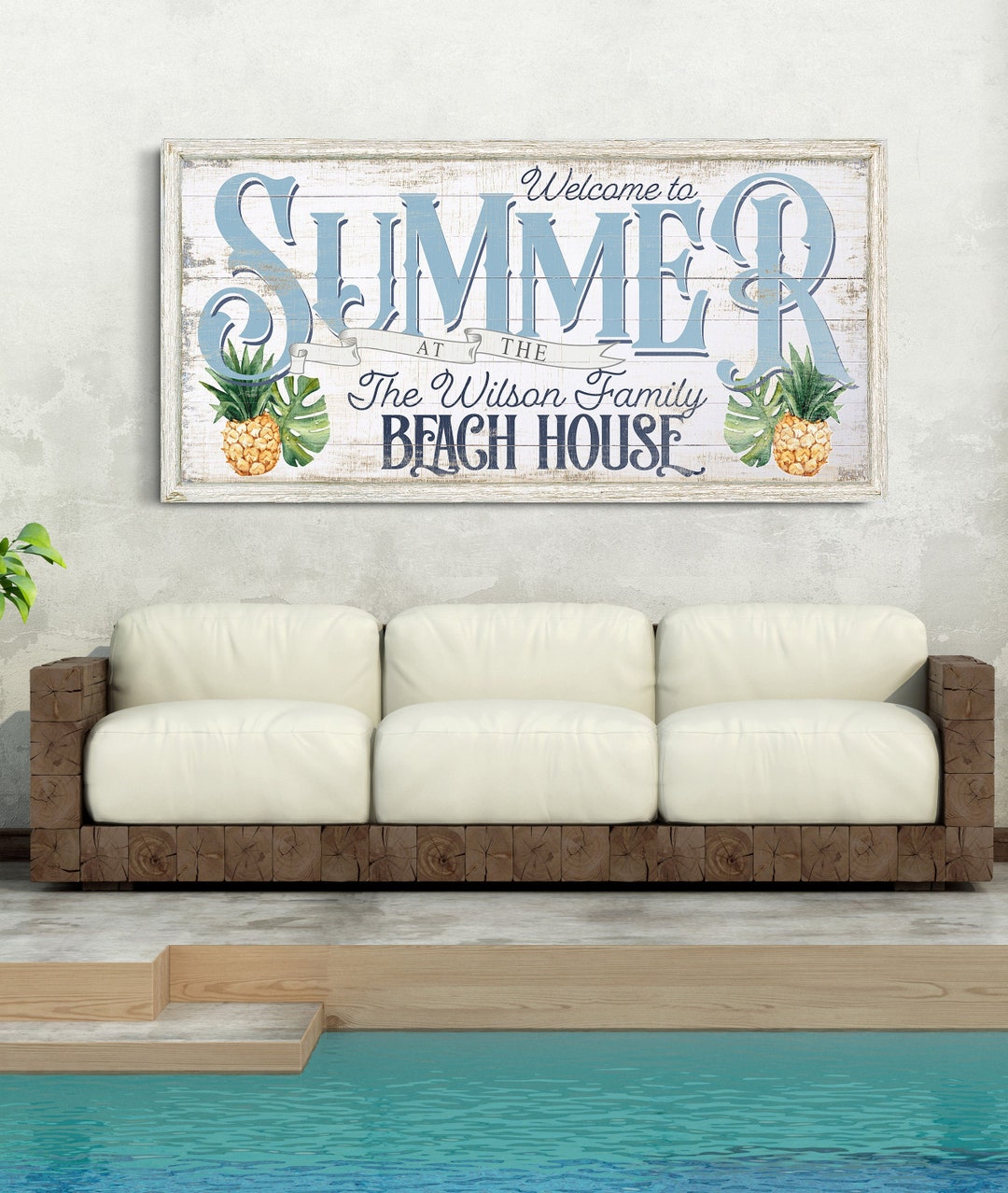 Personalized Beach House Sign, Vintage Summer Beach House Decor, Family ...