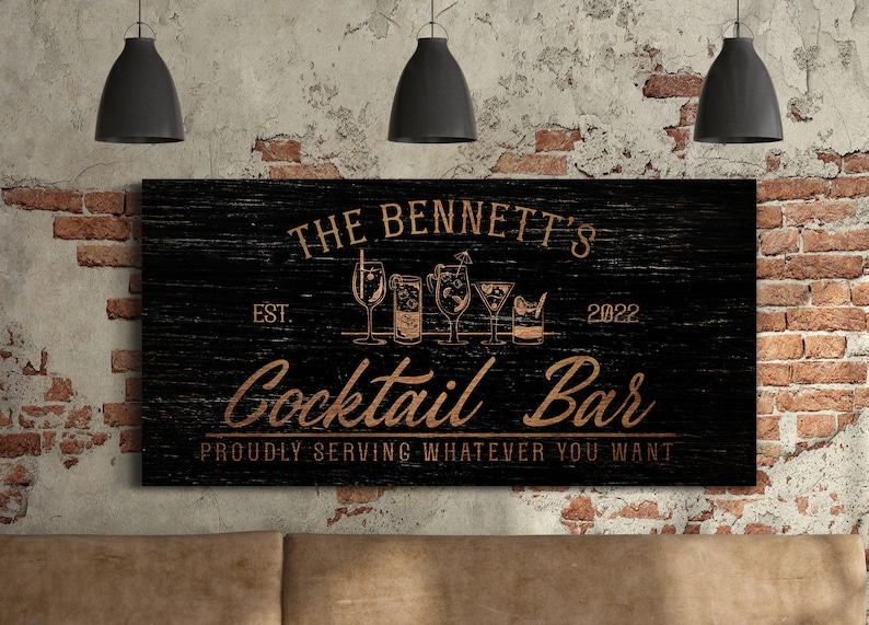 Personalized Cocktail Bar Sign Cocktail Bar Decor Cocktail - Etsy