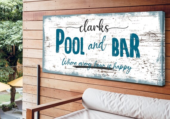 POOL & BAR Sign With Different Background Personalized Huge | Etsy