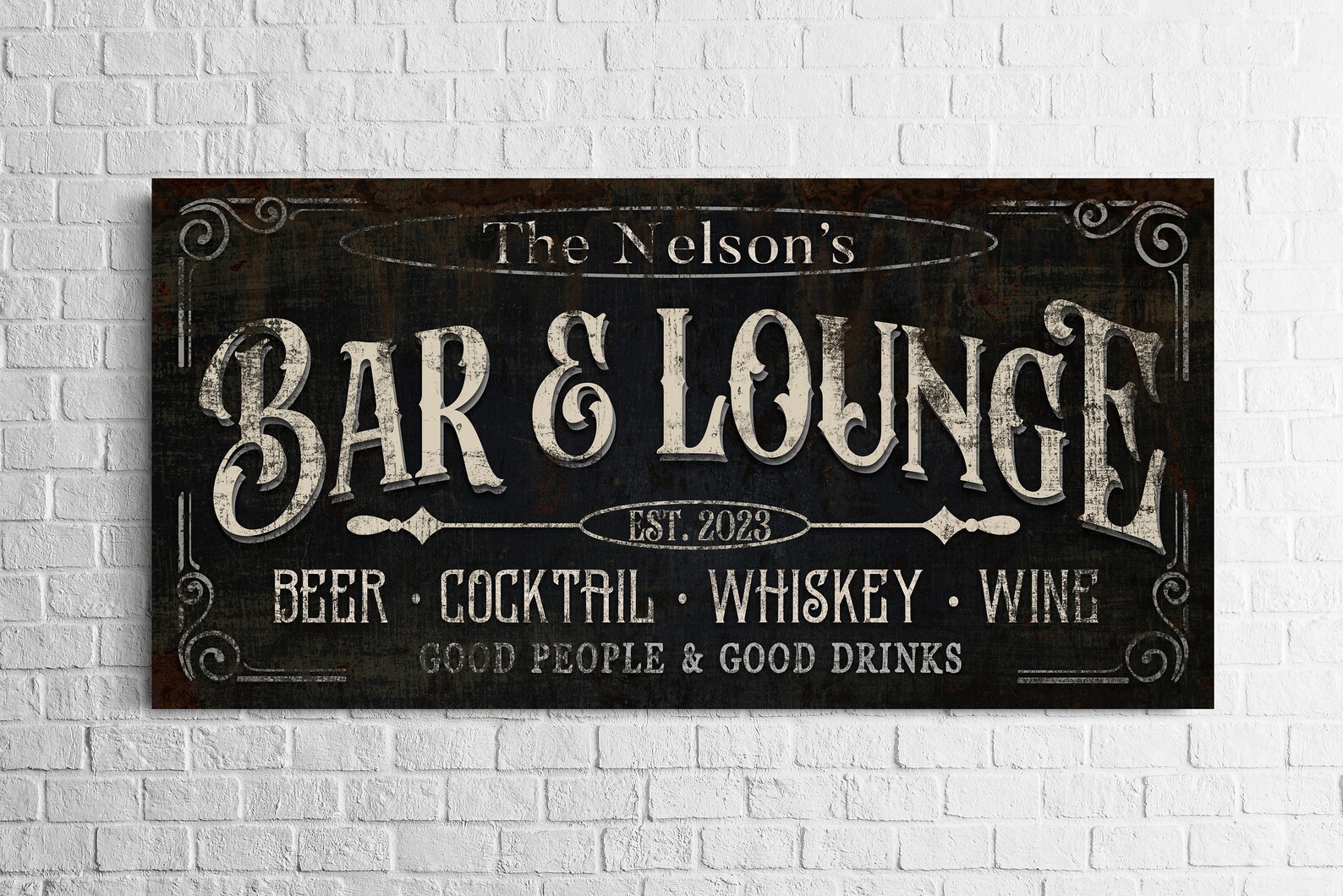 Personalized Bar & Lounge Sign, Vintage Home Bar Pub Sign, Family Last ...