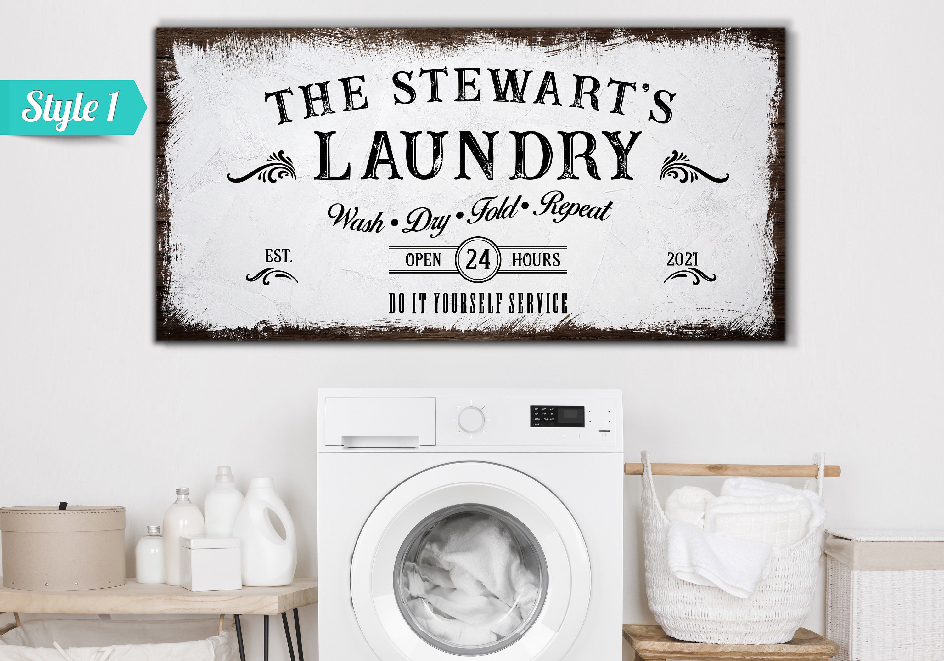 Personalized Laundry Sign Canvas Laundry Room Decor - Etsy UK