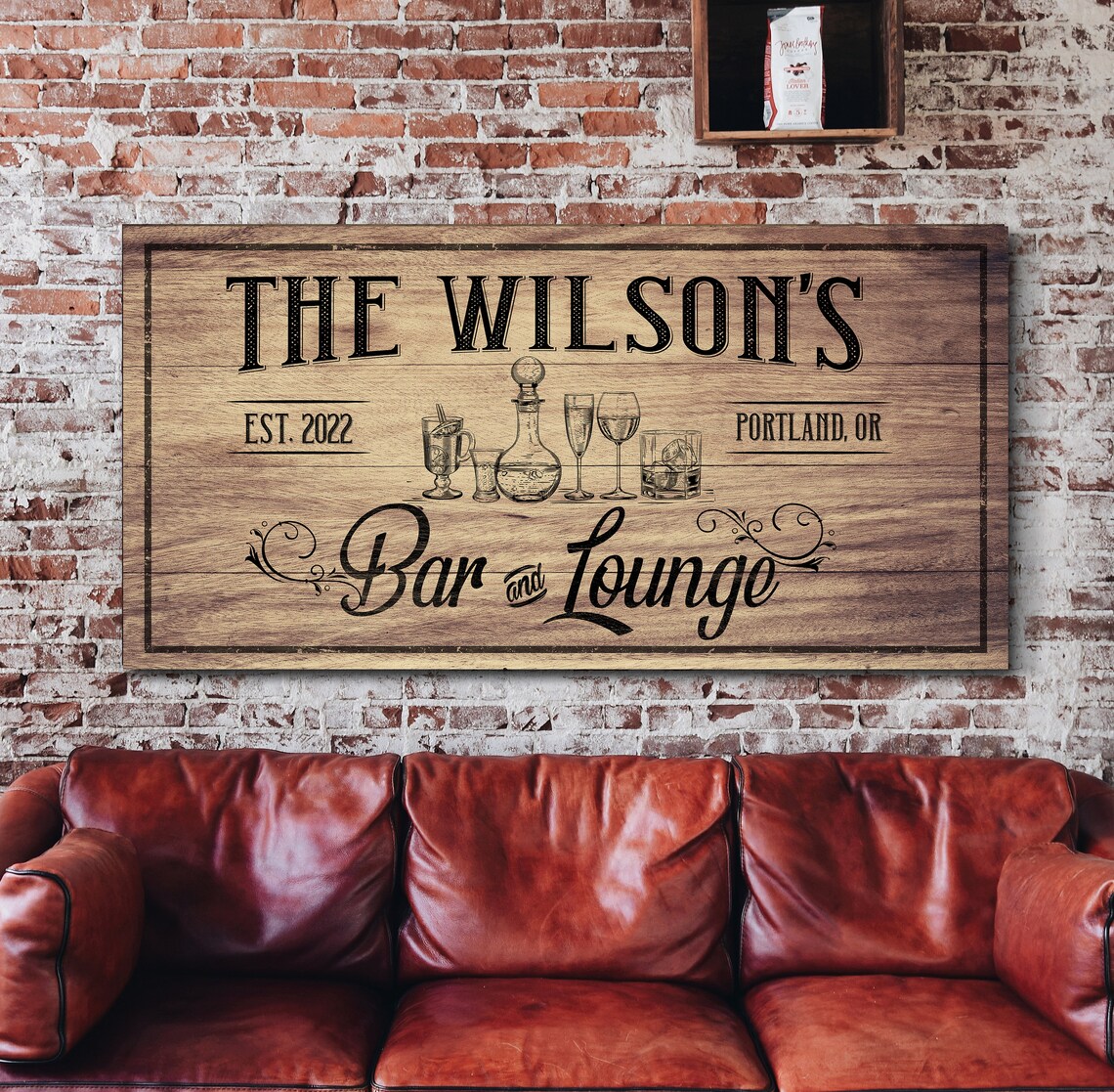 Personalized Bar & Lounge Sign Bar Sign Home Bar Decor - Etsy