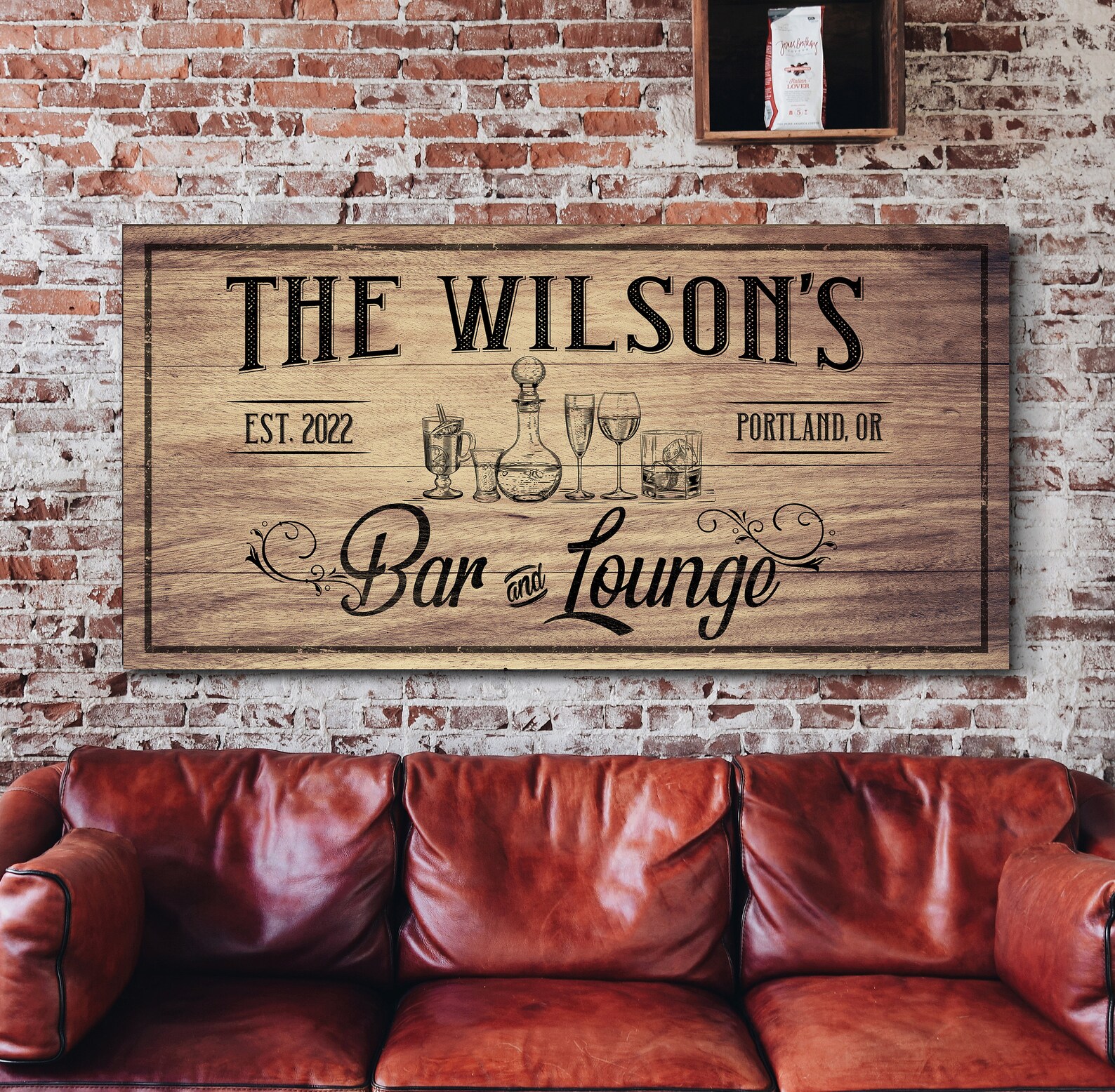 Personalized Bar & Lounge Sign, Bar Sign, Home Bar Decor, Rustic Pub ...
