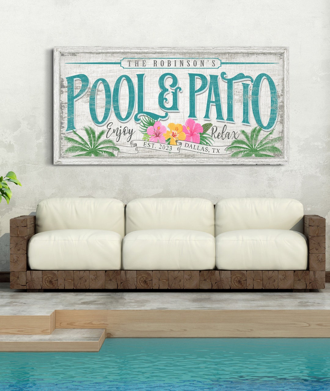 Personalized Pool & Patio Sign, Poolside Bar and Grill Decor, Outdoor Swimming Pool Decor ...
