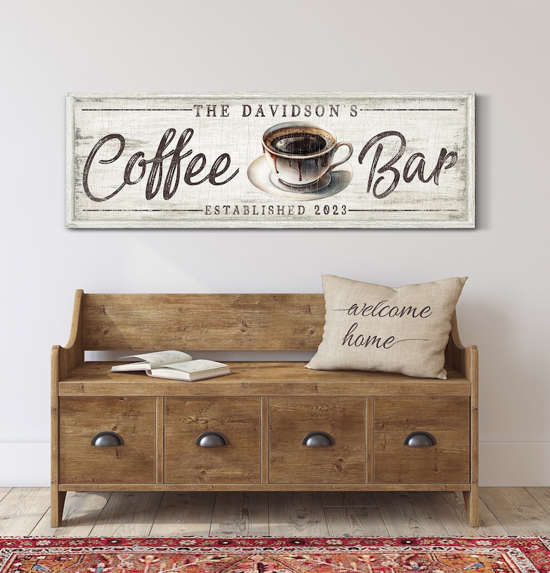 Personalized Coffee Bar Sign, Family Name Coffee Co Sign, Farmhouse ...