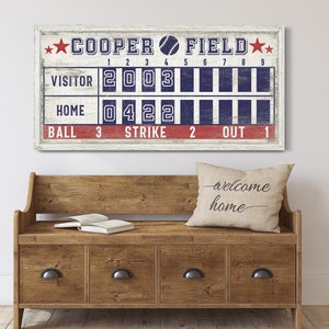 Personalized Baseball Scoreboard Sign, Game Room Wall Decor, Sports ...