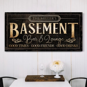 Personalized Basement Bar & Lounge Sign, Retro Home Bar Decor, Vintage ...