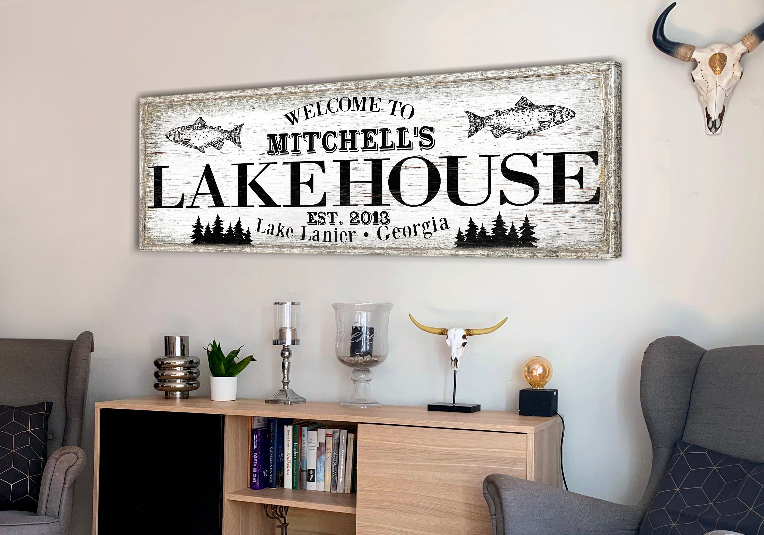 Lake House Decor Lake Life Large Lake House Canvas Wall Art - Etsy