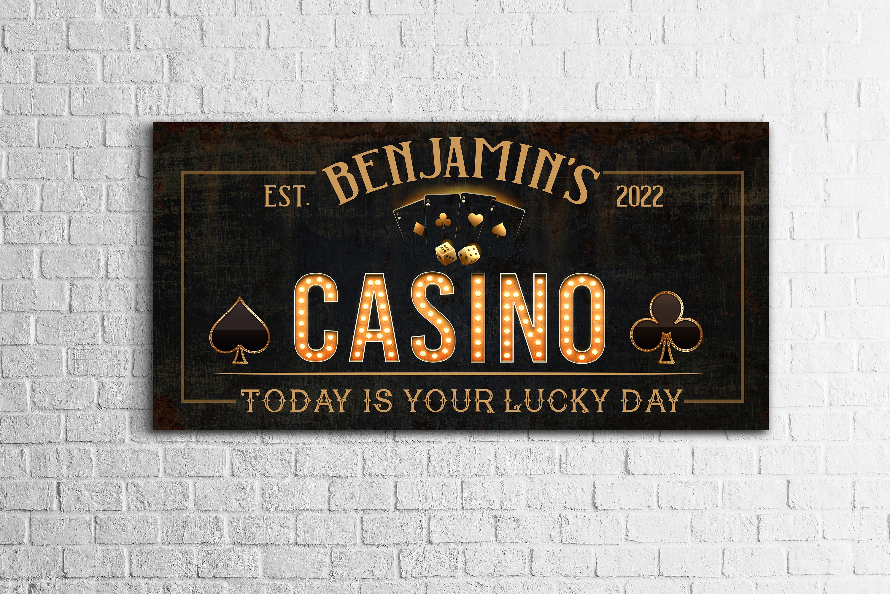 Custom Casino Sign, Poker Room Sign, Garage & Basement Decor, Man Cave ...