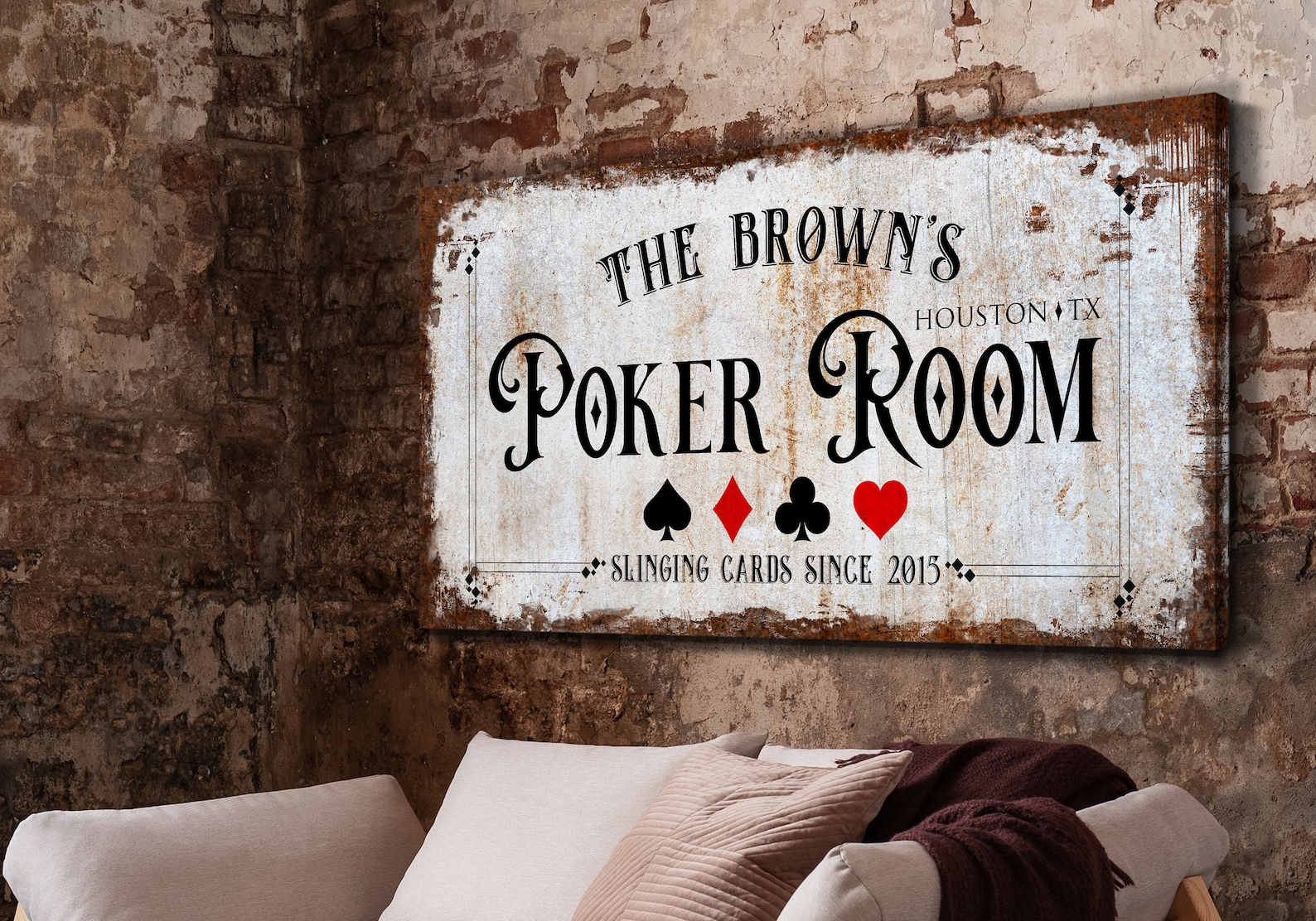 Personalized Poker Room Sign for Home Bar Large Canvas Wall - Etsy