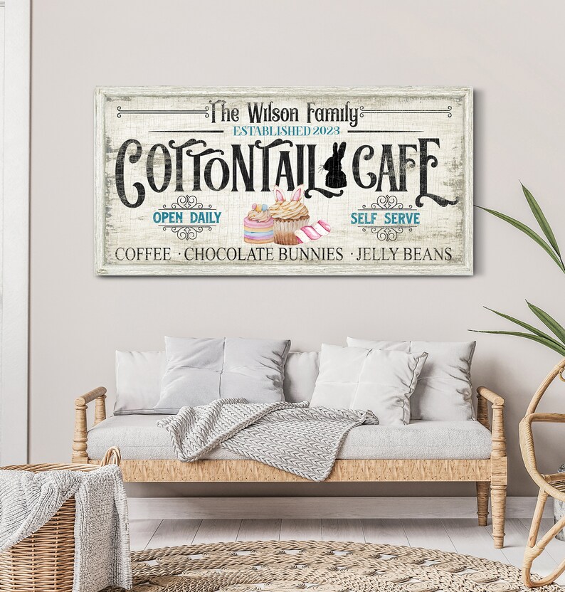 Custom Cottontail Cafe Sign, Easter Bunny Sign, Spring Cafe Decor ...
