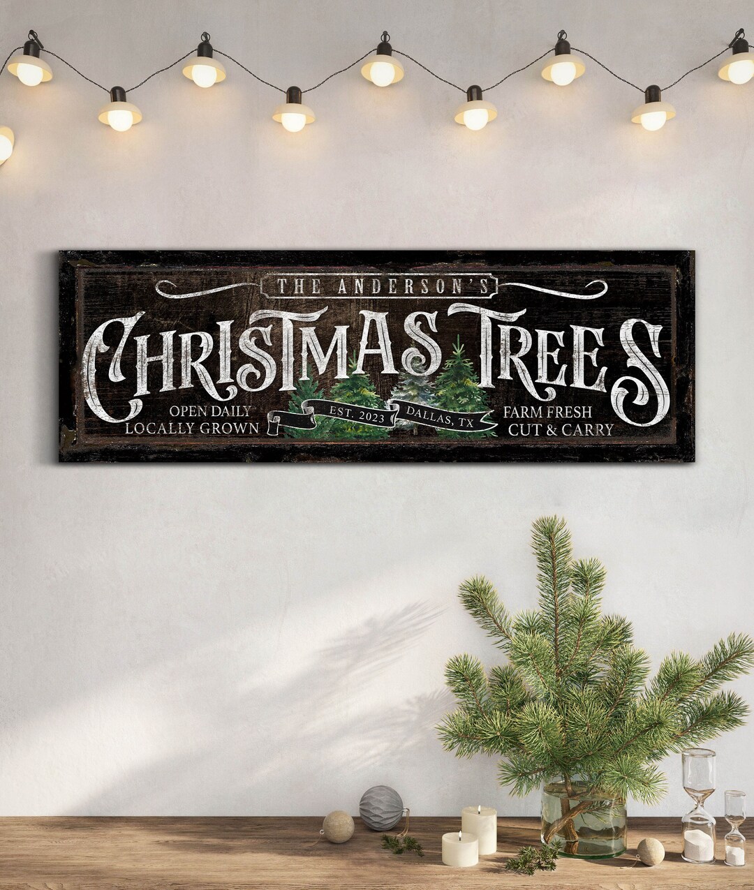 Personalized Christmas Trees Farm Sign, Rustic Primitive Country Decor ...