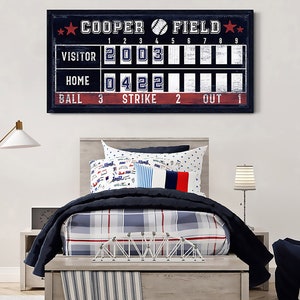 Personalized Baseball Scoreboard Sign, Vintage Game Room Wall Decor ...