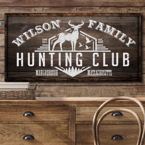 Custom Hunting Club Sign | Personalized Huge Canvas Wall Art | Hunt ...