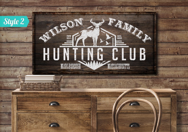 Custom Hunting Club Sign Personalized Huge Canvas Wall Art | Etsy