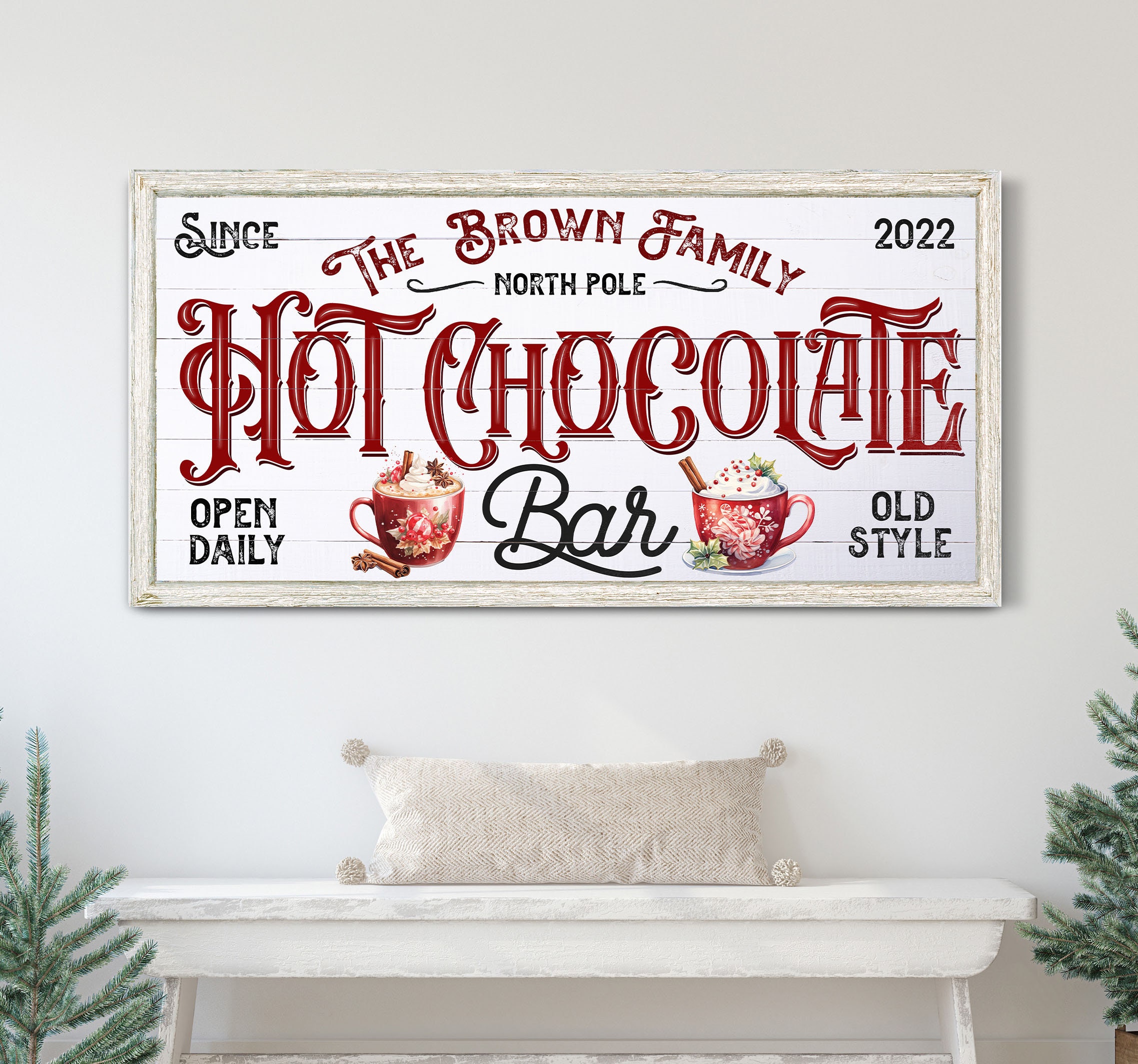 Personalized Hot Chocolate Bar Sign, Custom Santas Hot Cocoa Sign ...