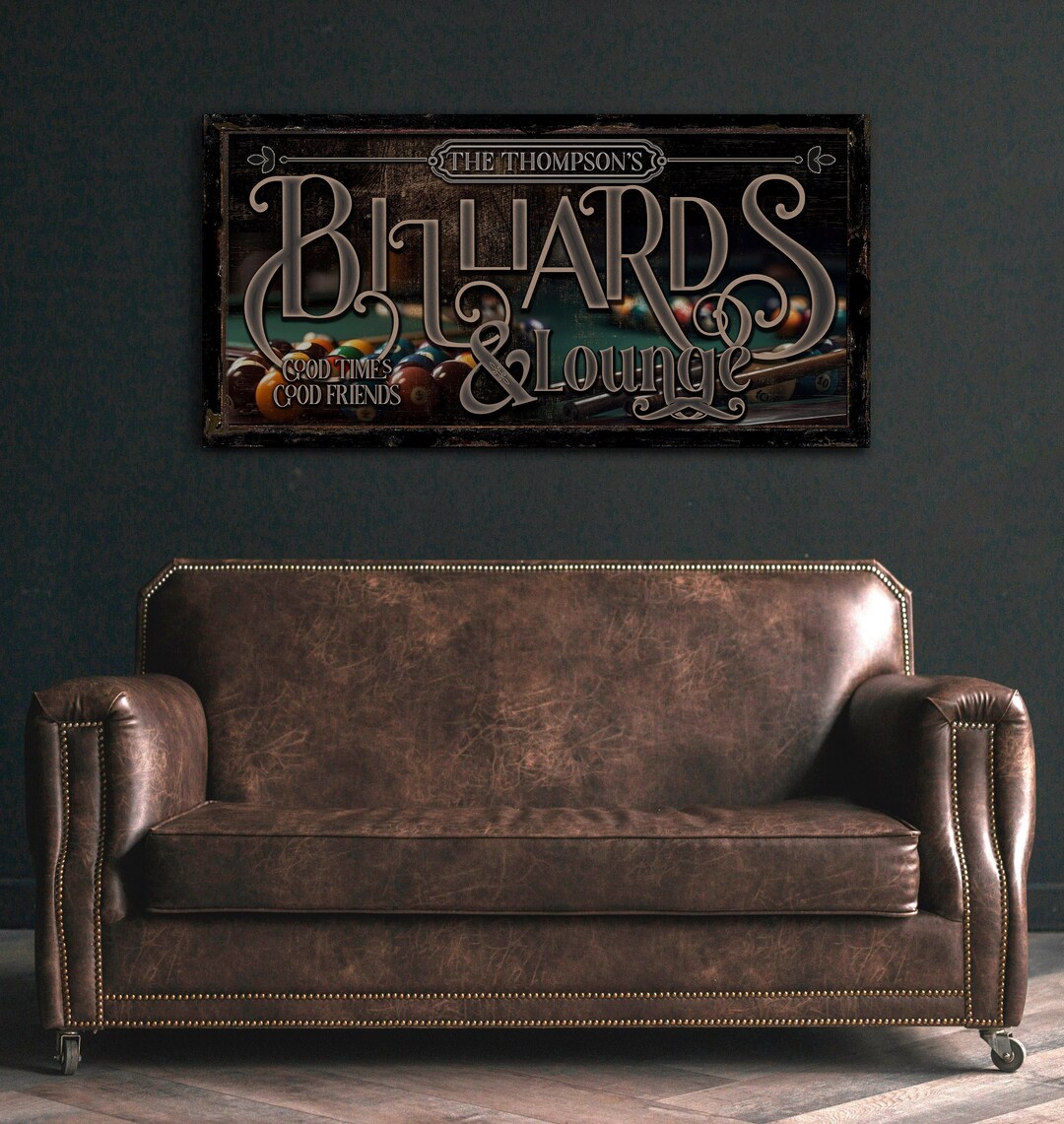 Personalized Billiards Lounge Sign, Poolhall Sign, Game Room Basement ...