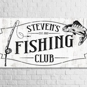 Custom Fishing Club Sign, Fisher Sign, Lake Fishing, Hunters Lodge ...