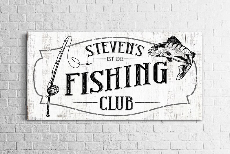 Custom Fishing Club Sign, Fisher Sign, Lake Fishing, Hunters Lodge ...