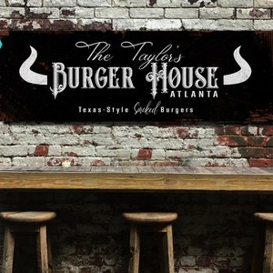 Custom Burger House Sign | Personalized Huge Canvas | Burger Bar Sign ...