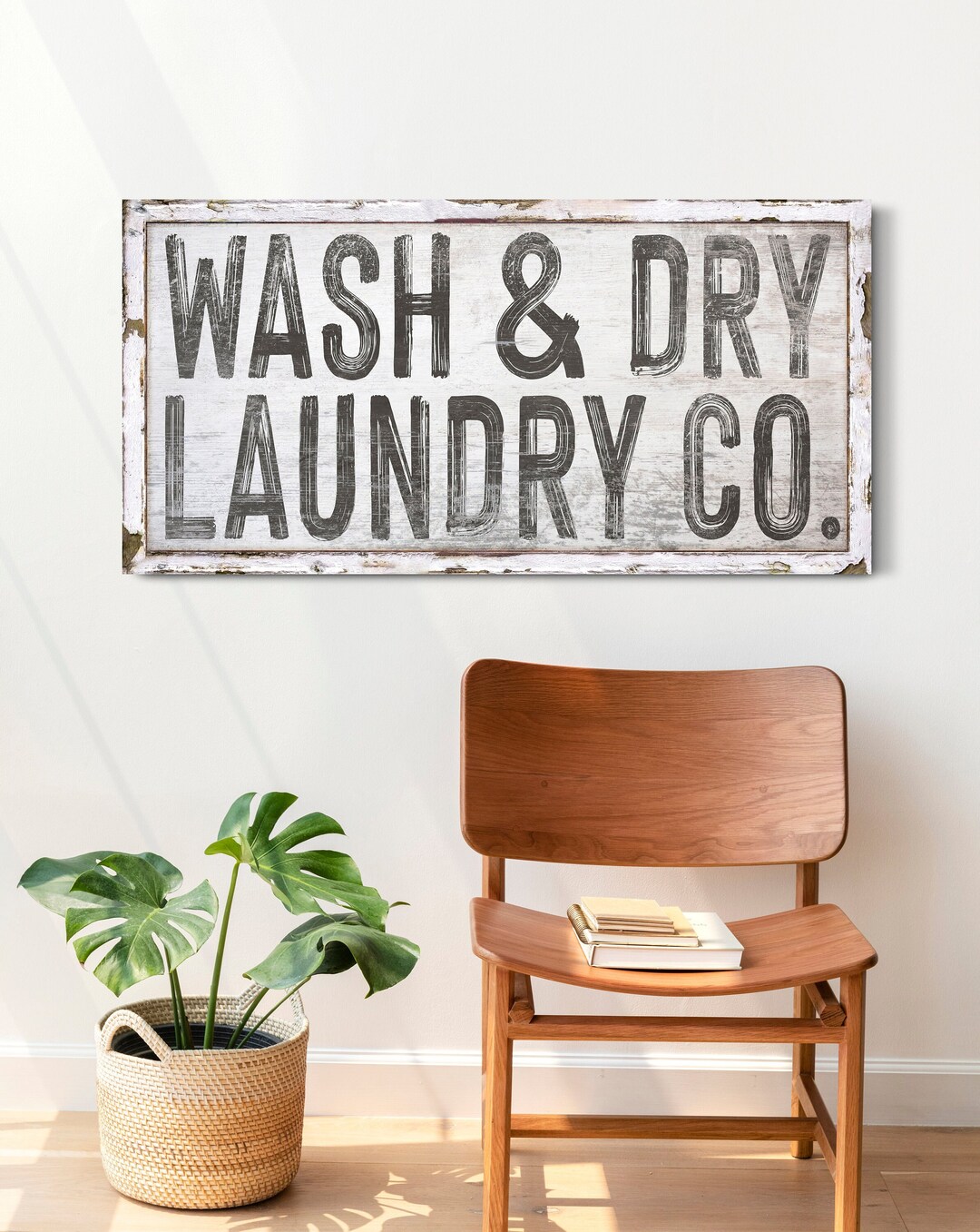 Wash & Dry Laundry Co. Sign, Rustic Laundry Room Wall Decor, Modern ...