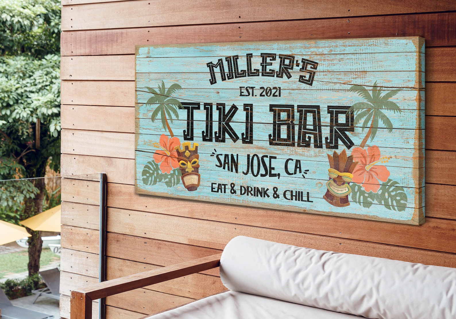 Custom Tiki Bar Sign Personalized Huge Canvas Outdoor Home - Etsy