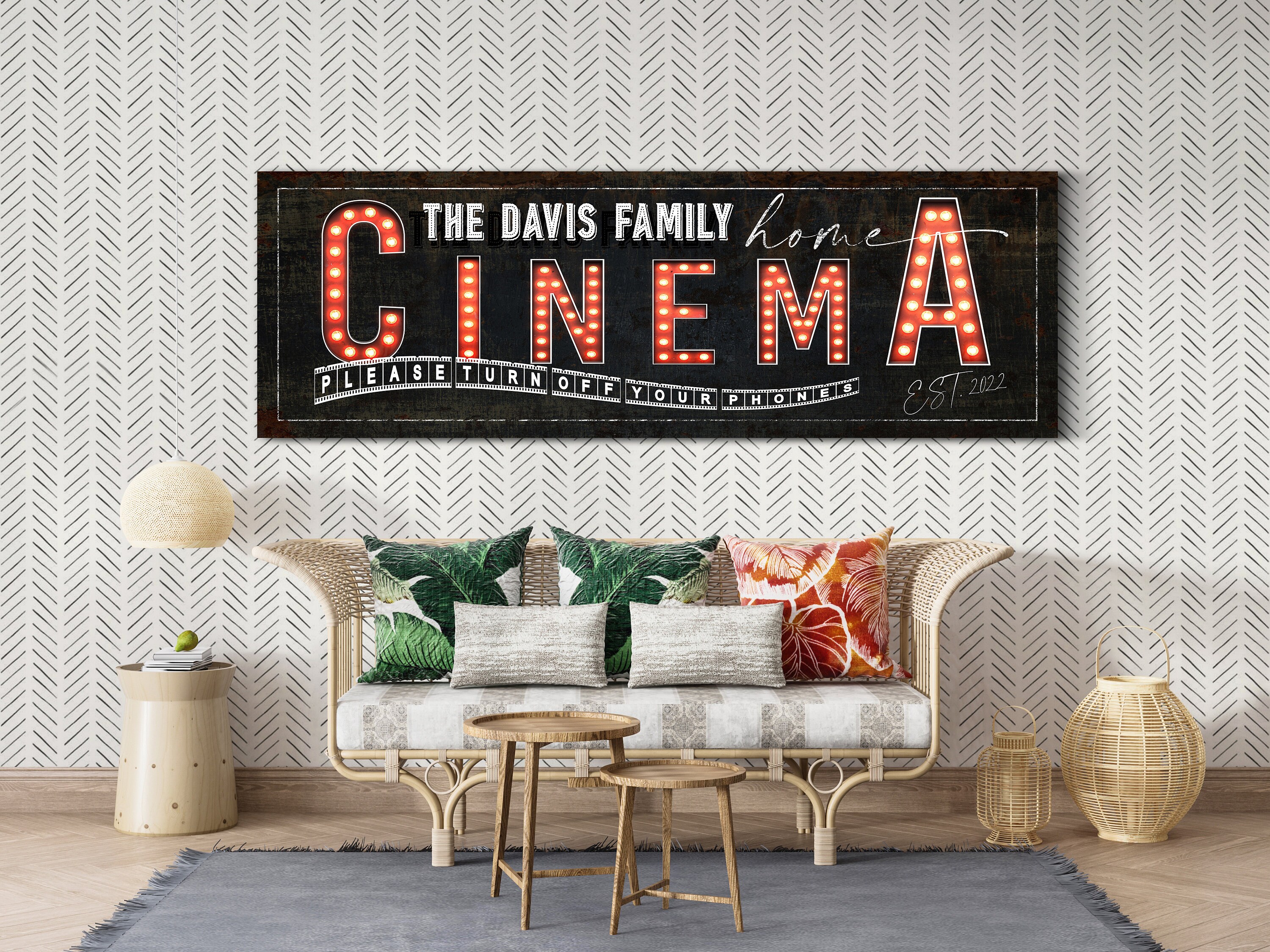Custom Home Cinema Sign Family Theater Room Sign Vintage - Etsy UK