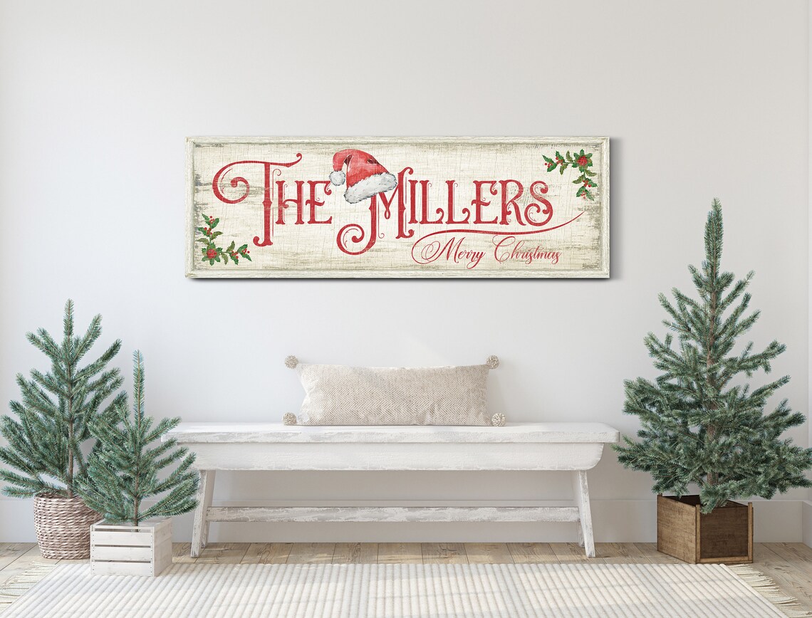 Personalized Christmas Family Name Sign Merry Christmas Sign - Etsy