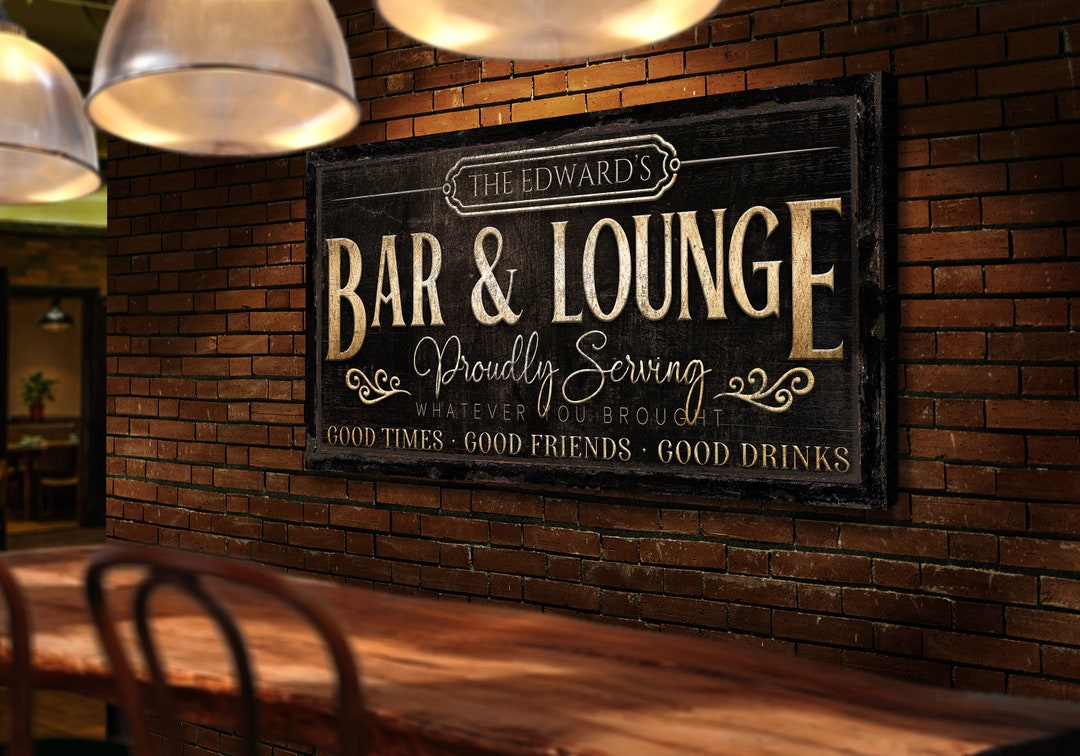 Personalized Bar & Lounge Sign, Vintage Home Bar Pub Sign, Family Last ...
