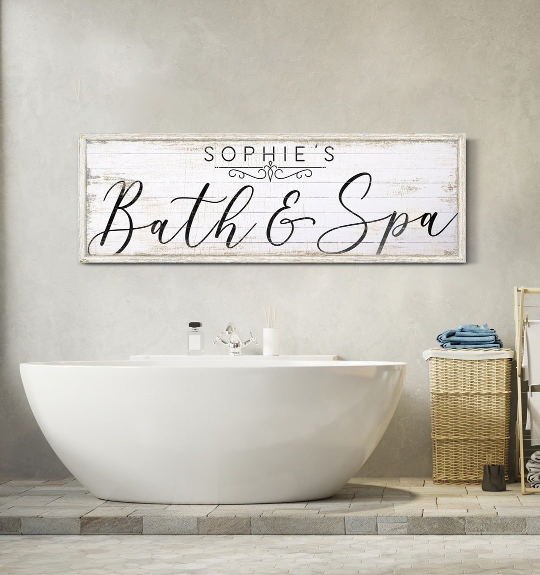 Personalized Bath & Spa Sign, Vintage Family Name Bathroom Sign, Wash ...