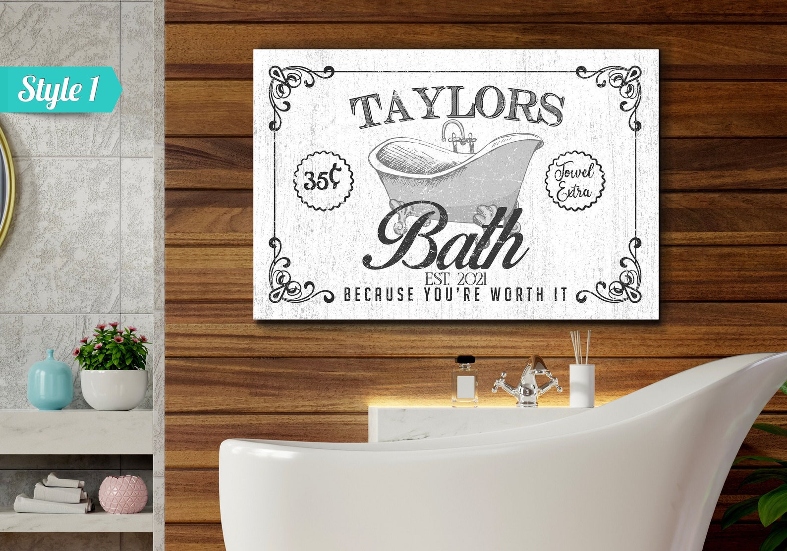 Custom Bath Sign Sign for Bathroom Bathroom Sign Because You're Worth ...