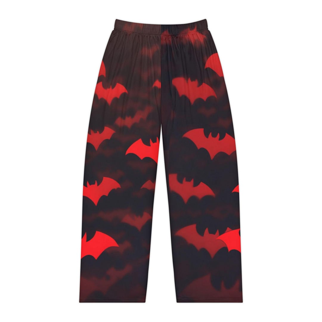 Bat Pajama Pants – Women's Halloween Loungewear, Soft Polyester Sleep ...