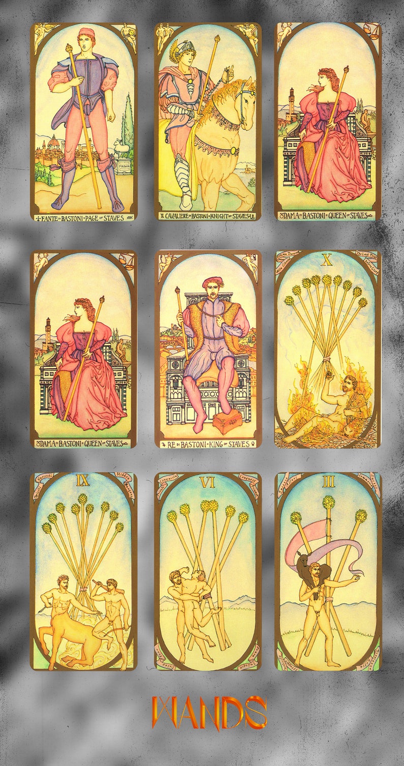 Renaissance Tarot Card Deck Printable Oracle 78 Cards Back Instant ...