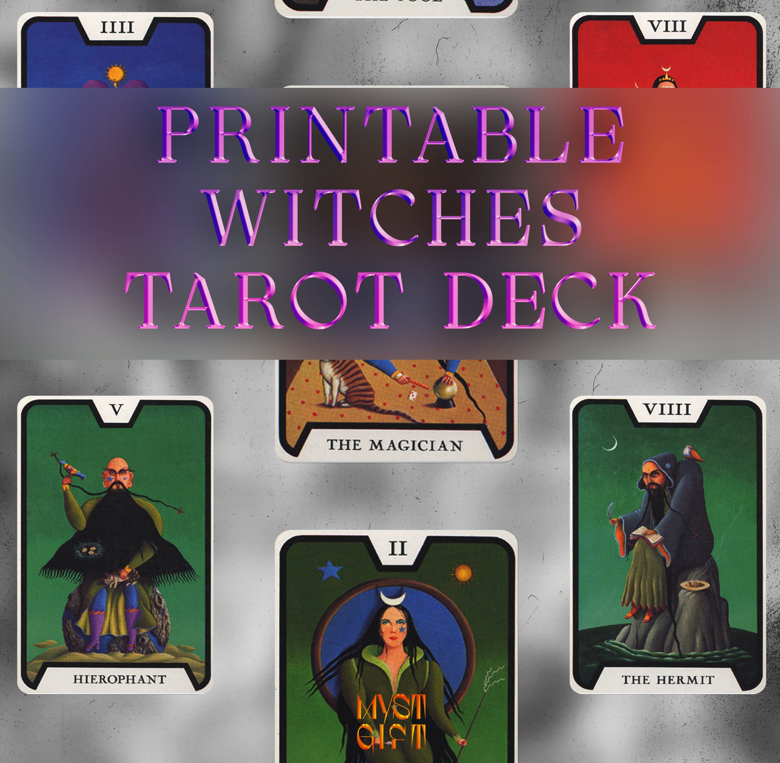 Tarot of the Witch Card Deck Printable Oracle 78 Cards Back Instant ...