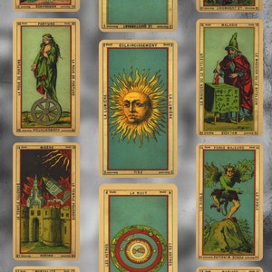 Etteilla Thoth Tarot Card Deck Printable Oracle 78 Cards Back Instant ...