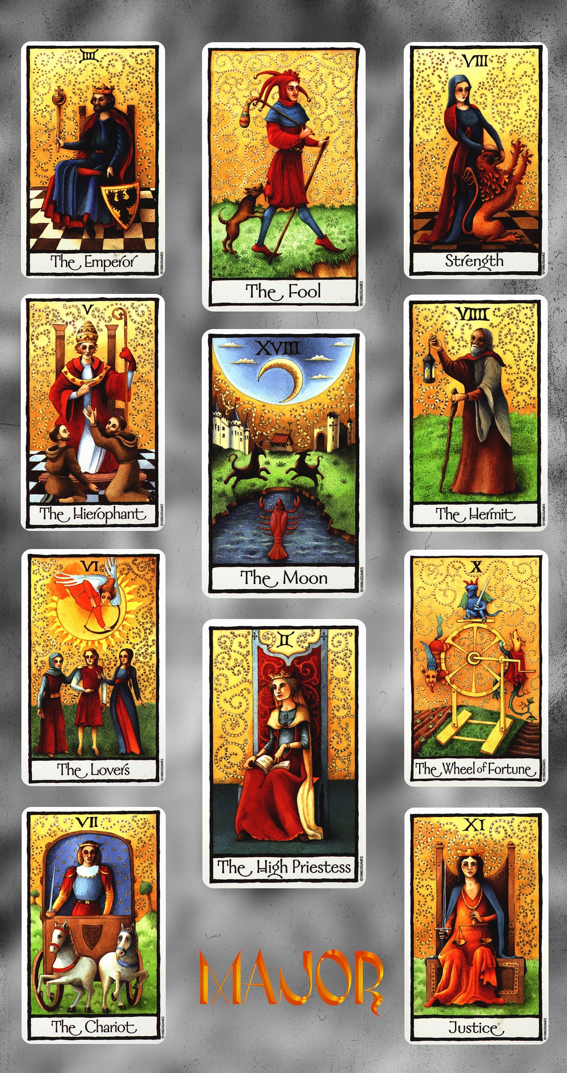 Old English Tarot Card Deck Printable Oracle 78 Cards Back Instant ...