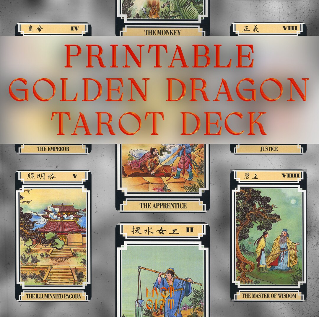 Rare Golden Dragon Tarot Card Deck Printable Oracle 78 Cards Back ...