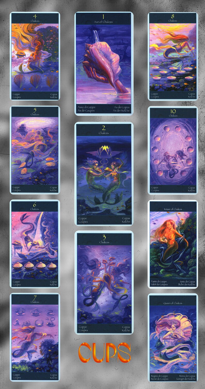 Tarot of the Mermaids Card Deck Printable Oracle 78 Cards Back Instant ...
