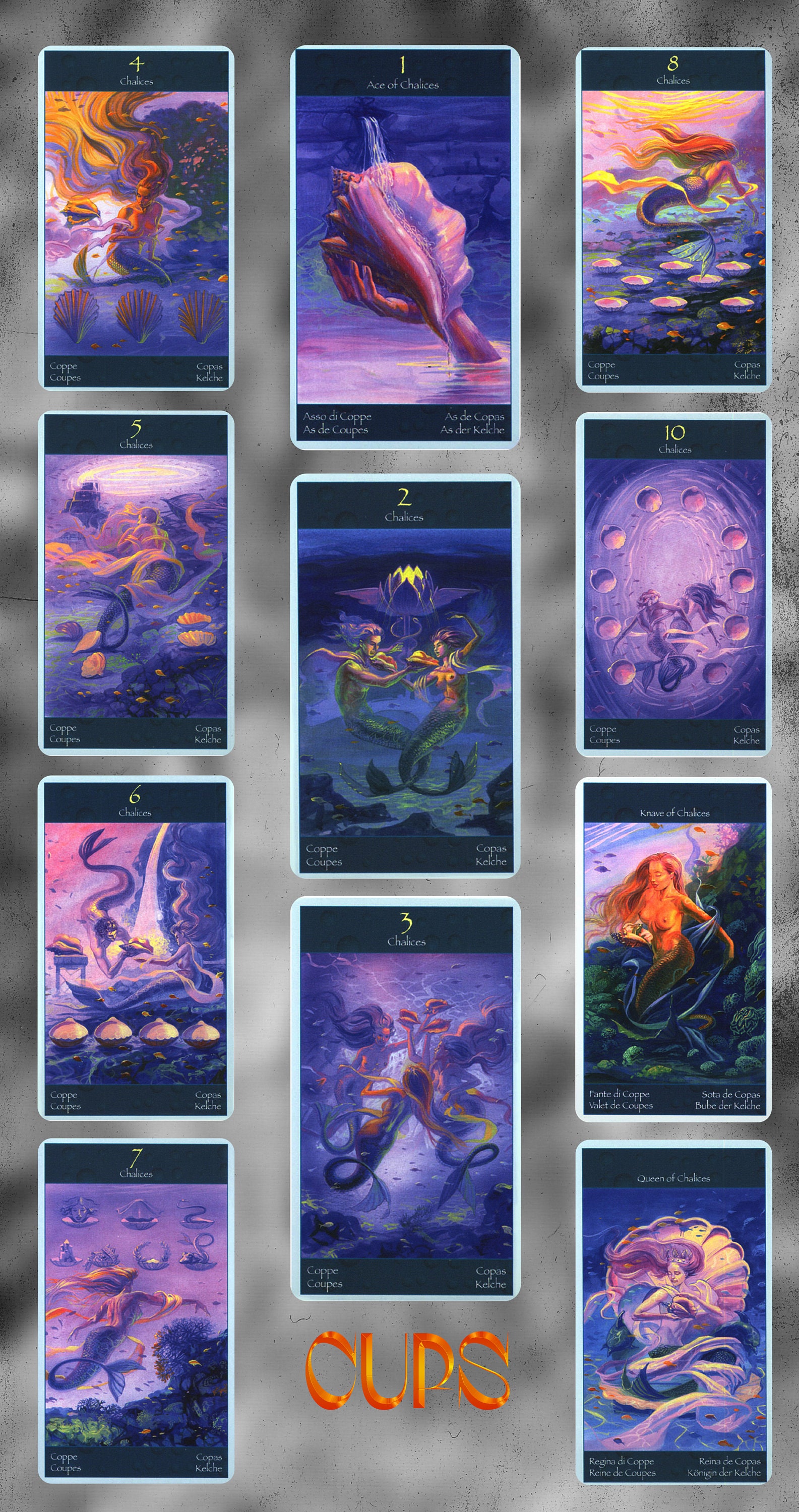 Tarot of the Mermaids Card Deck Printable Oracle 78 Cards Back Instant ...