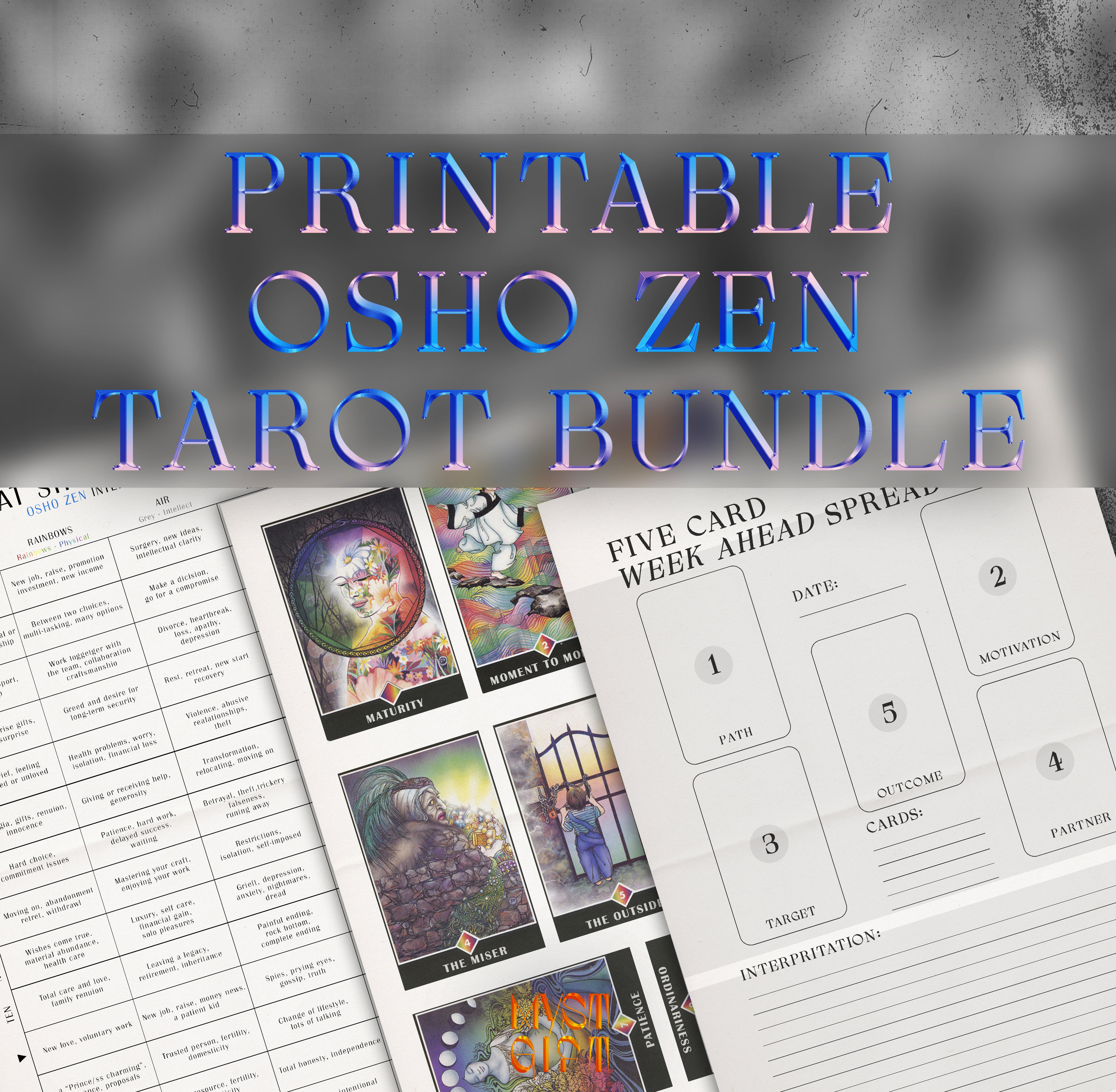 Rare Osho Zen Tarot Card Deck Printable Bundle Spread List Journal ...