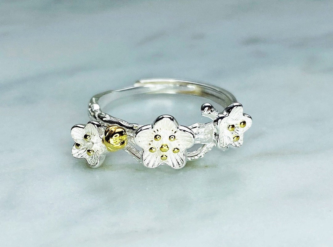 925 Silver Sakura Rings Japanese Rings No Allergy Adjustable Ring - Etsy