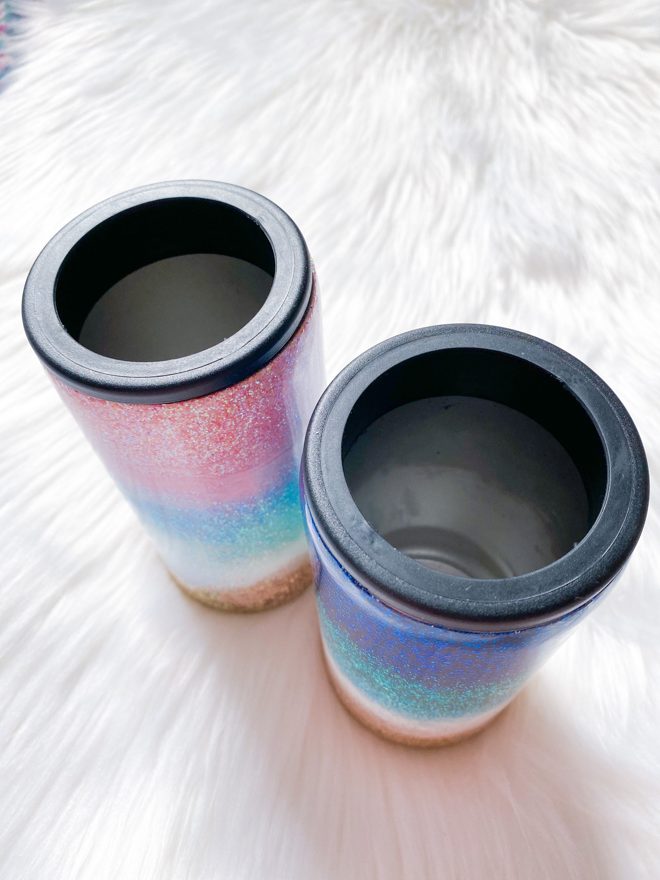 Beach Glitter Can Cooler Ocean Wave Beach Cup Glitter Slim Can - Etsy