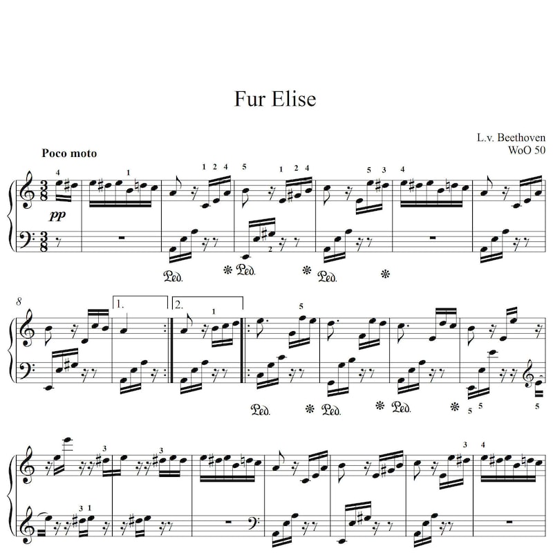 Fur Elise Easy Piano - Etsy