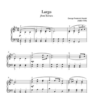 Handel - Largo (from Xerxes) (easy Piano) Sheet Music ,classical Music ...
