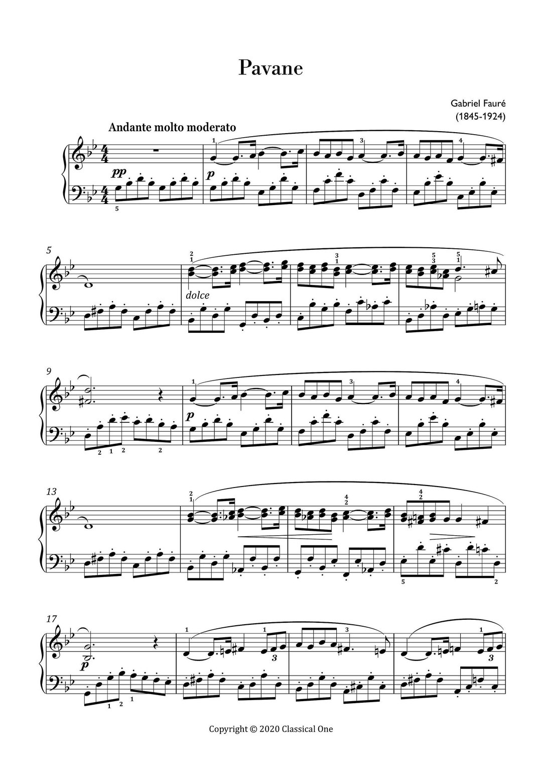 Faure Pavane Easy Piano Sheet Music classical Music Music Score faure-pavane-easy-piano-sheet-music-classical-music-music-score