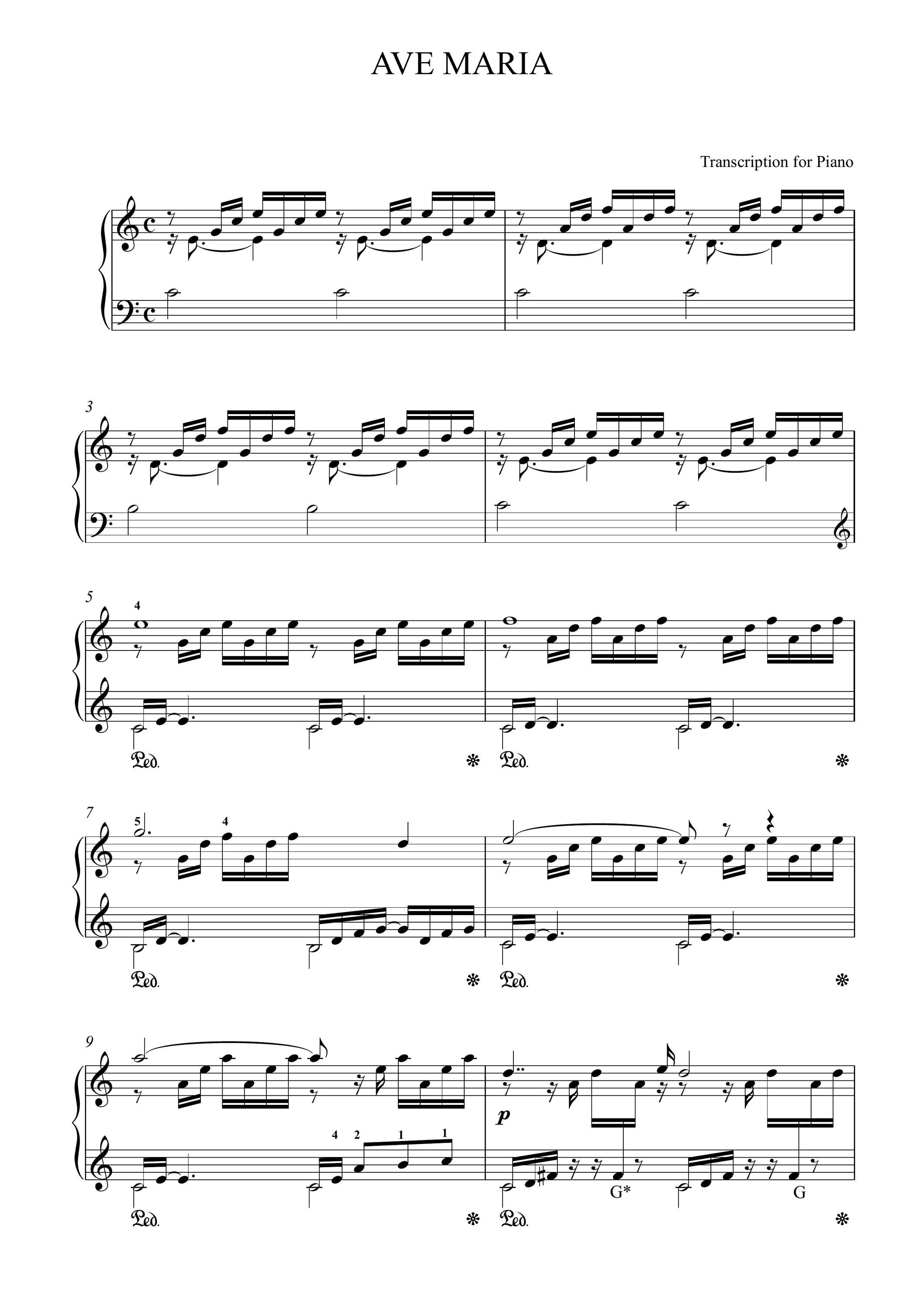 Bach/gounod- Ave Maria - Piano Sheet Music, 9 Pages, Classical Music ...
